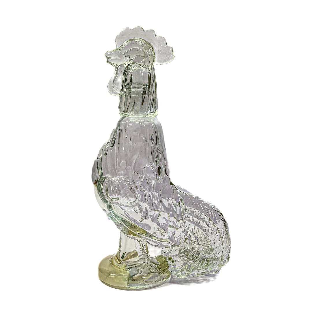 Vintage 1973 Glass Crowing Rooster Chicken Decanter Jeffrey - Etsy