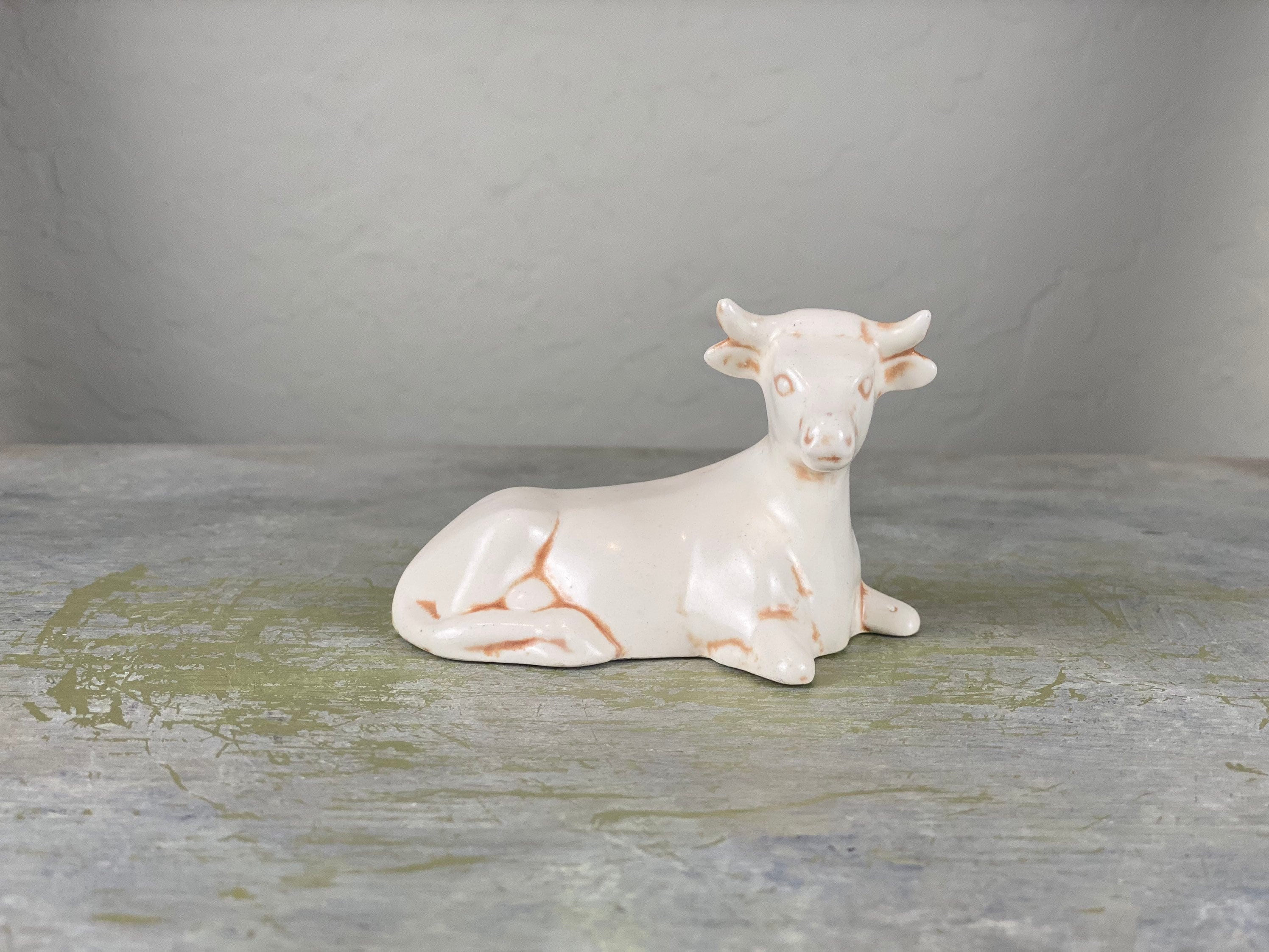 Vintage Handmade Cow/steer Siting Pottery Figure Signed M Rye - Etsy