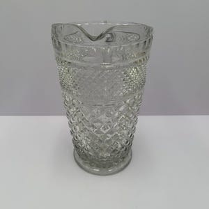 Vintage ANCHOR HOCKING Wexford Crystal Glass Pitcher 64 Oz Diamond ...