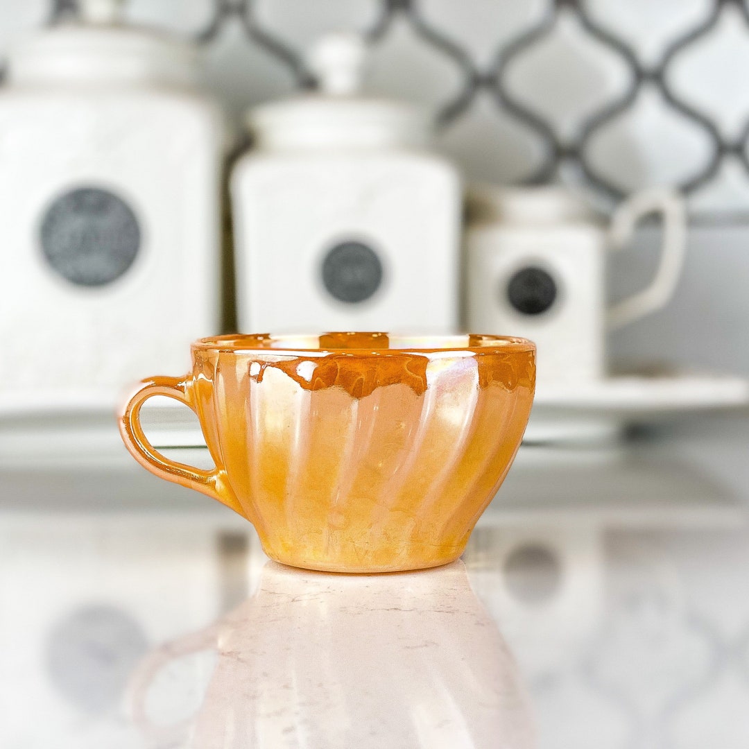 Termocrisa Peach Lusterware Mug Iridescen Orange Mexico Coffee Tea Cup ...