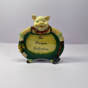 Standing Farmhouse Pig Picture Frame Holding Shovel and Corn Rustic ...