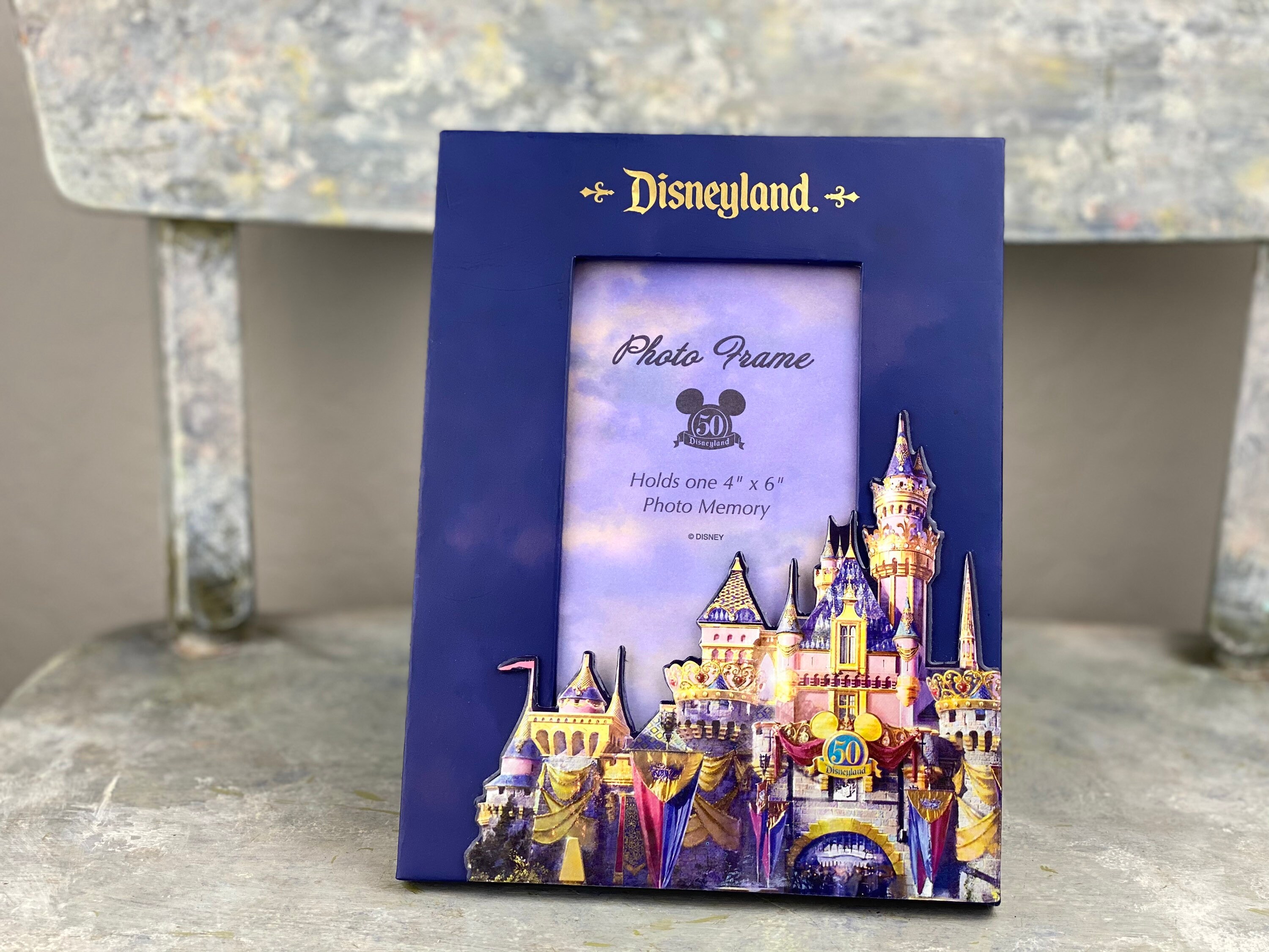 Materials RARE Disneyland Castle Resin Picture Frame 50th Anniversary w ...