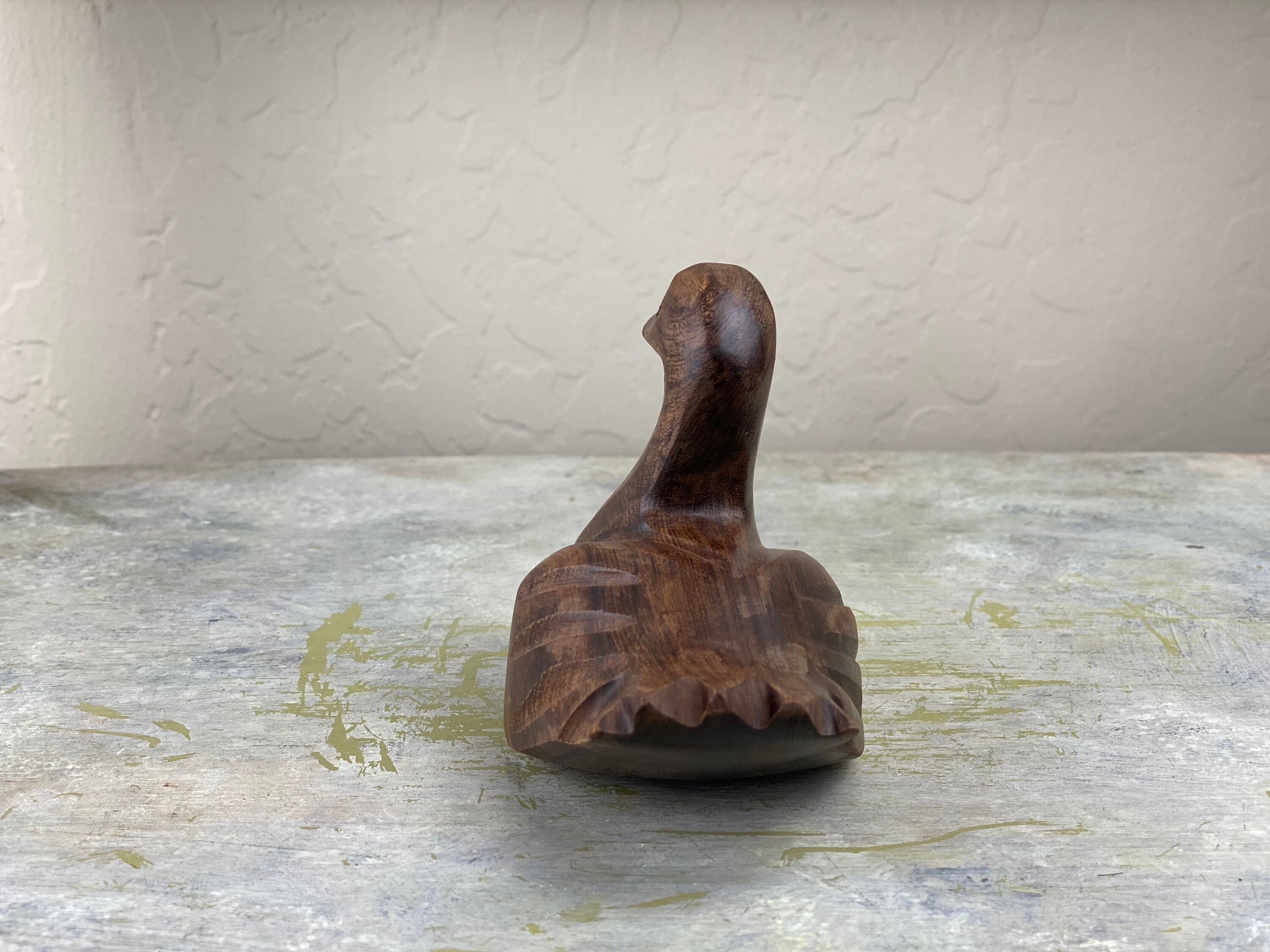 Vintage Carved Duckling Sculpture Hard Striped Wood Duck | Etsy