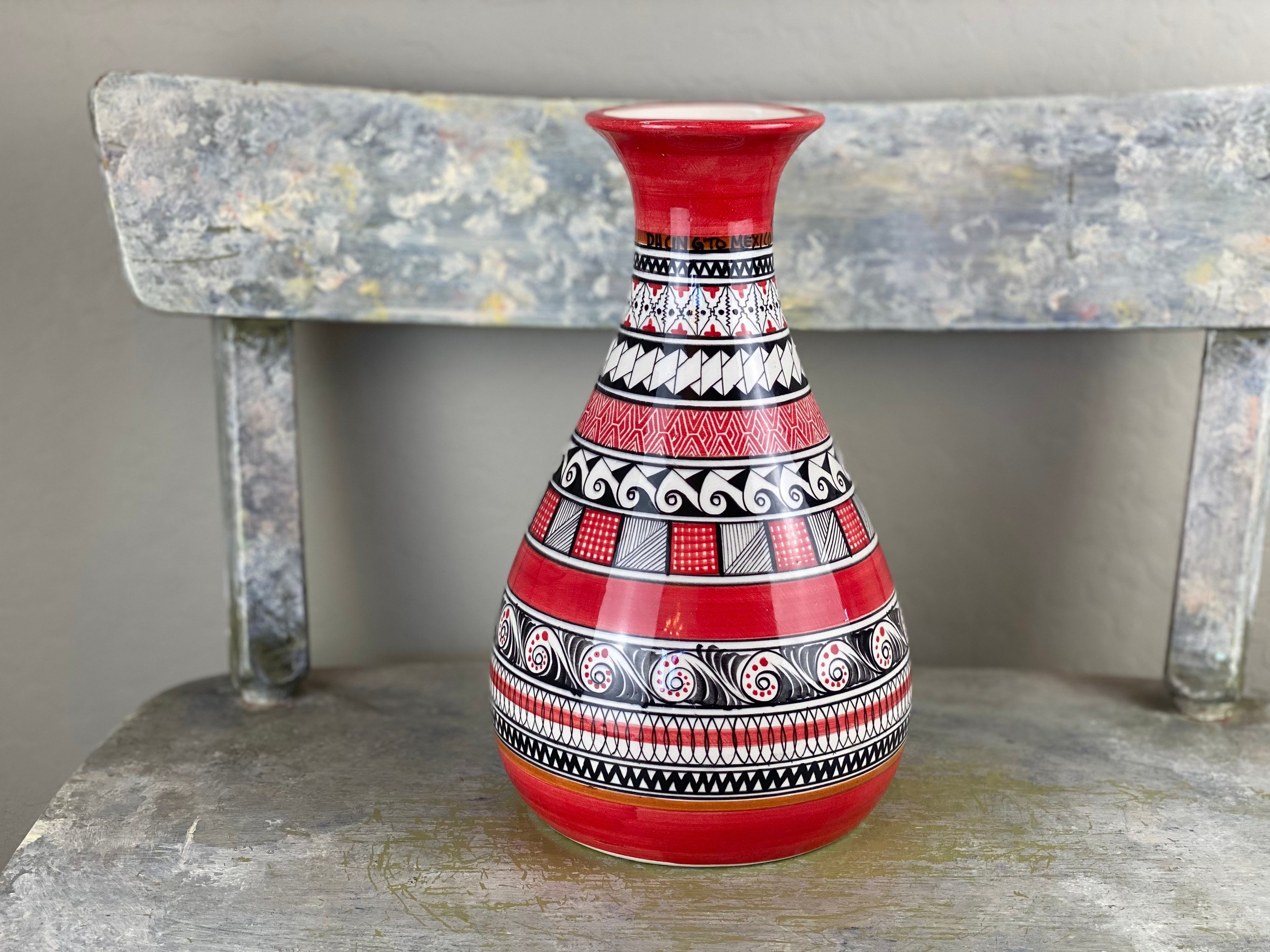 Vintage Mexican Ceramic/pottery Detailed Vase Folk Art - Etsy