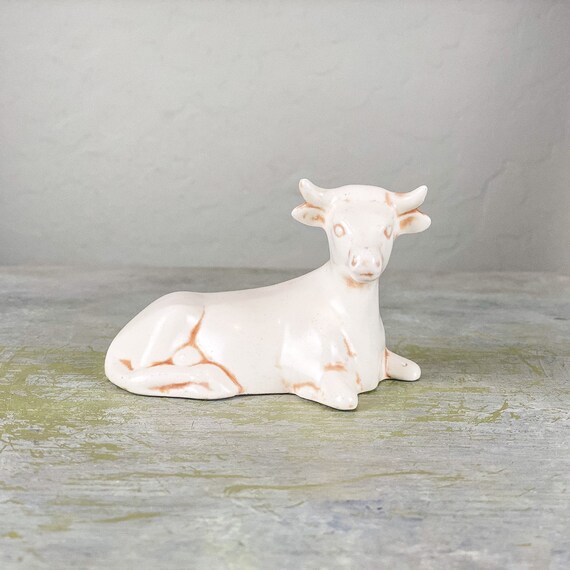 Vintage Handmade Cow/steer Siting Pottery Figure Signed M Rye | Etsy