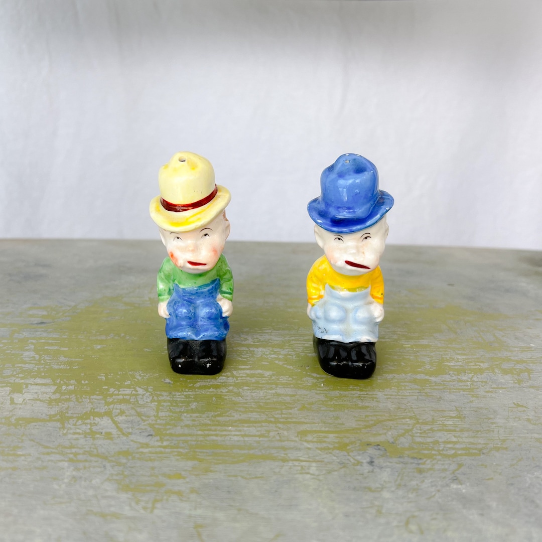 Mid Century Grumpy Men Smoking Cigars, Salt/ Pepper Shakers, Japan ...