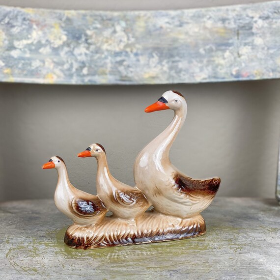 Vintage Glazed Porcelain Ceramic Mother Goose Decor Brazil - Etsy