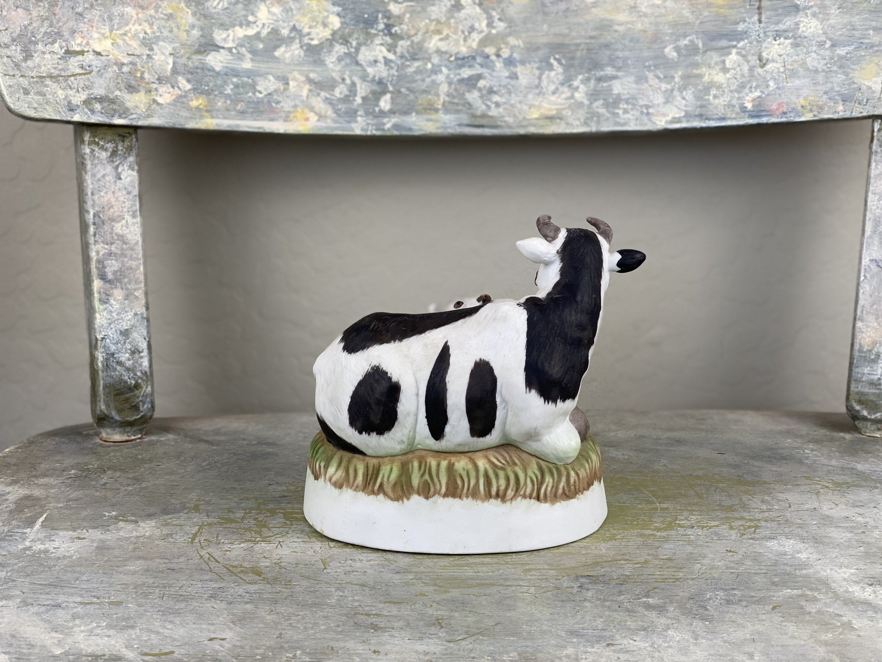 Ceramic Holstein Dairy Cow and Calf Sculpture Table Top Figurine ...