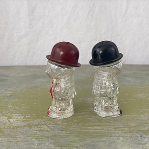 Vintage Glass Japan Made Salt & Pepper Shakers in Shape of Men Top Hats ...