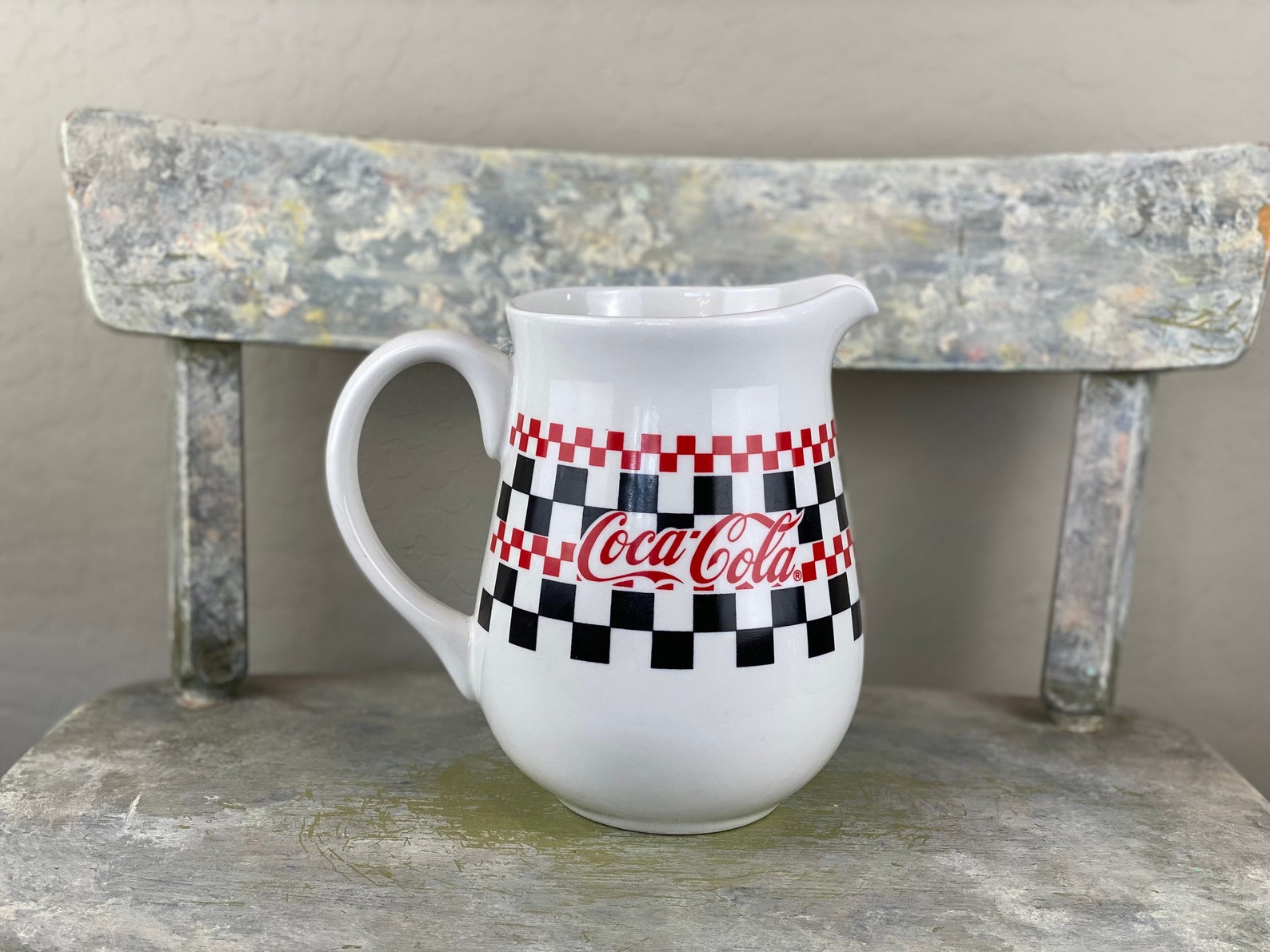 Vintage Coca-Cola Ceramic Pitcher 1997 Gibson White Red & | Etsy