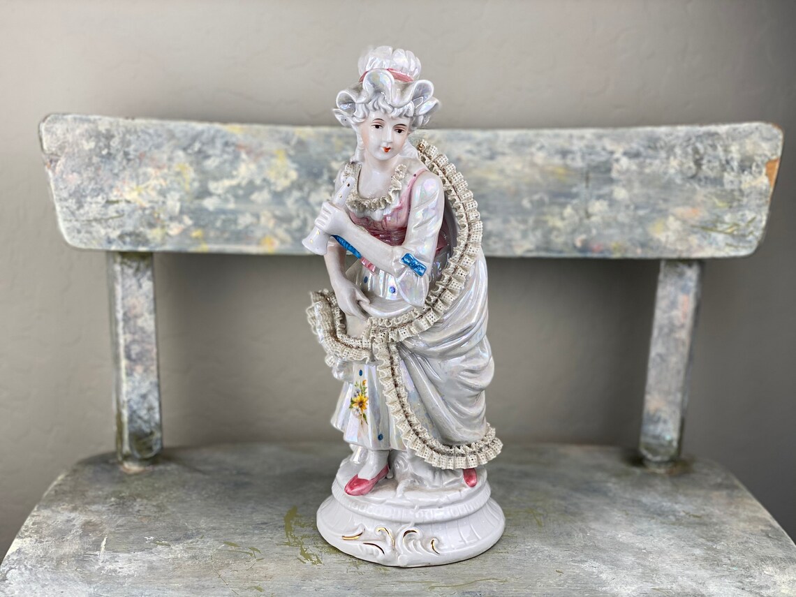 Vintage Antique Large Hand Painted Bisque Porcelain 12 - Etsy