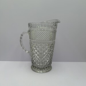Vintage ANCHOR HOCKING Wexford Crystal Glass Pitcher 64 Oz Diamond ...