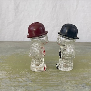 Vintage Glass Japan Made Salt & Pepper Shakers in Shape of Men Top Hats ...