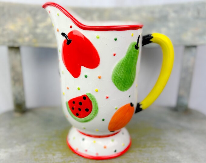 Vintage Save the Children "falling Fruit" Water/beverage Pitcher ...