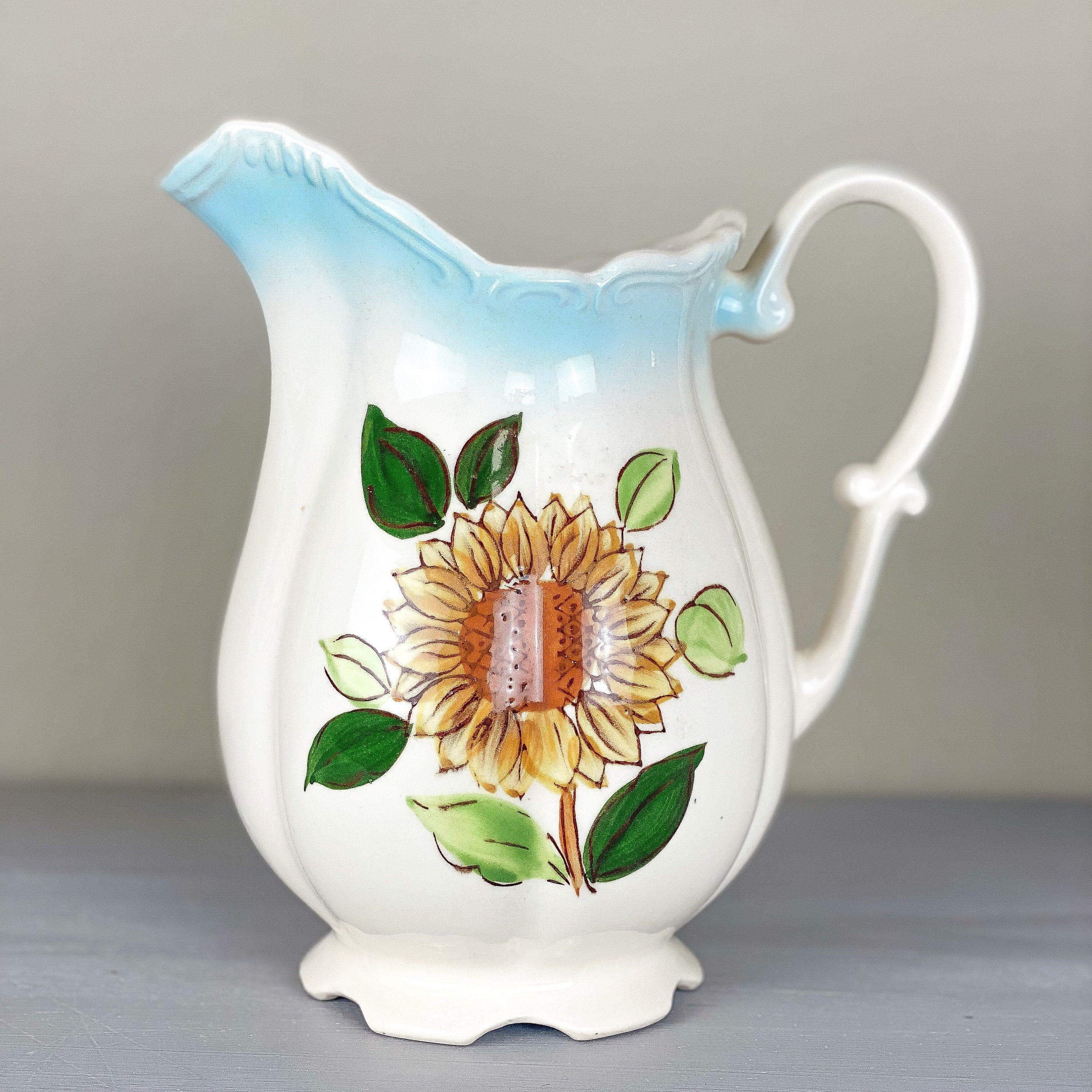 Vintage Sunflower Decortive 10x10x7 Inches Pitcher Made in - Etsy
