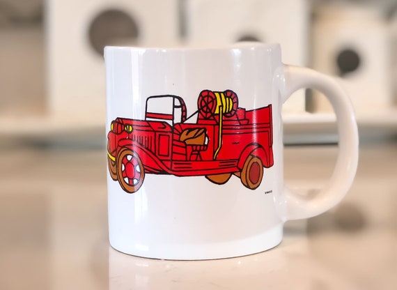 Vintage Fire Truck on Coffee or Tea Mug | Etsy