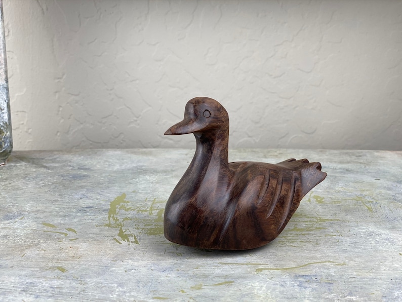 Vintage Carved Duckling Sculpture Hard Striped Wood Duck - Etsy