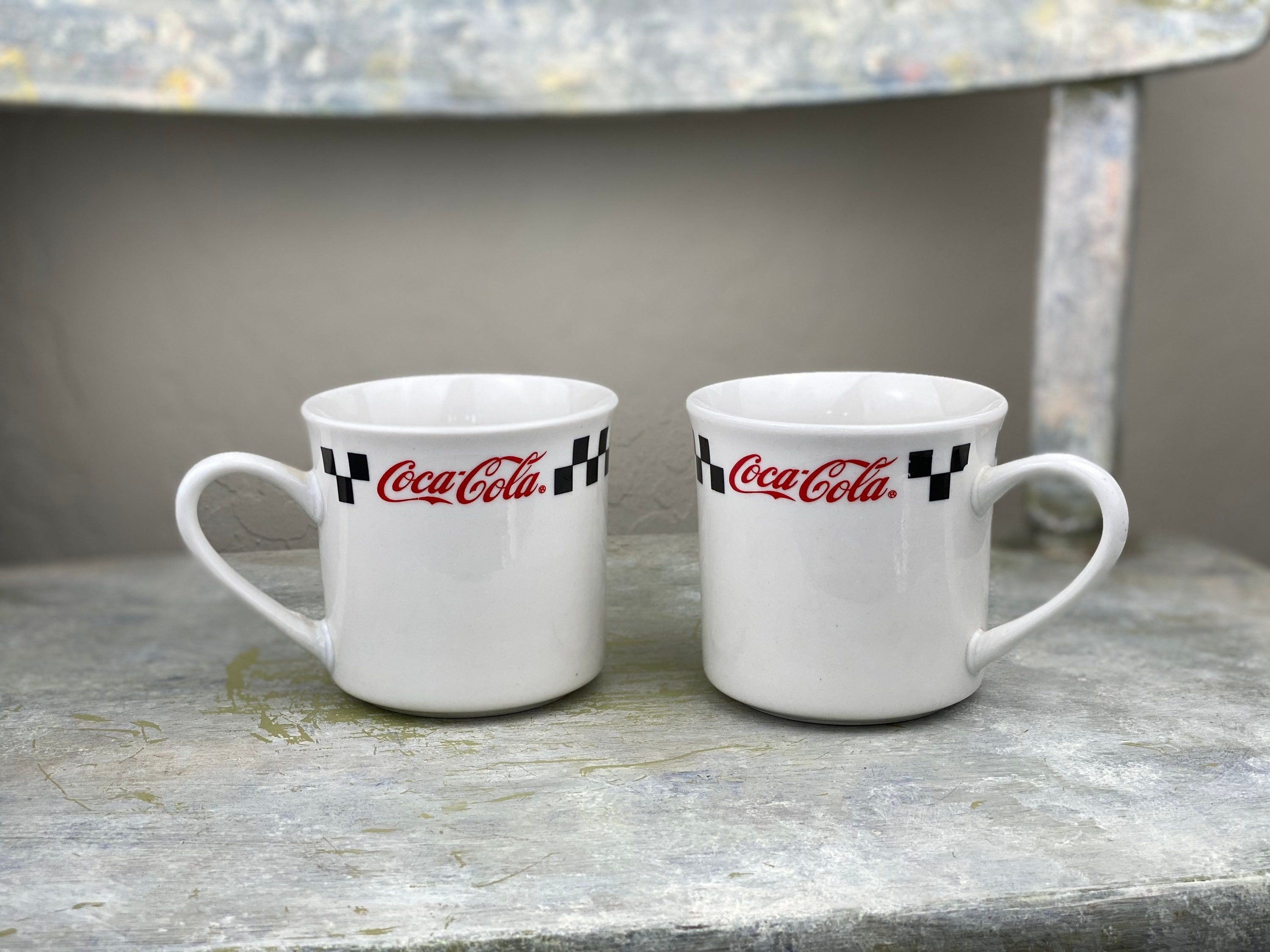 Set of 2 Coca Cola Checker Board Coffee Cup Mug by Gibson | Etsy