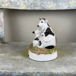 Ceramic Holstein Dairy Cow and Calf Sculpture Table Top Figurine ...