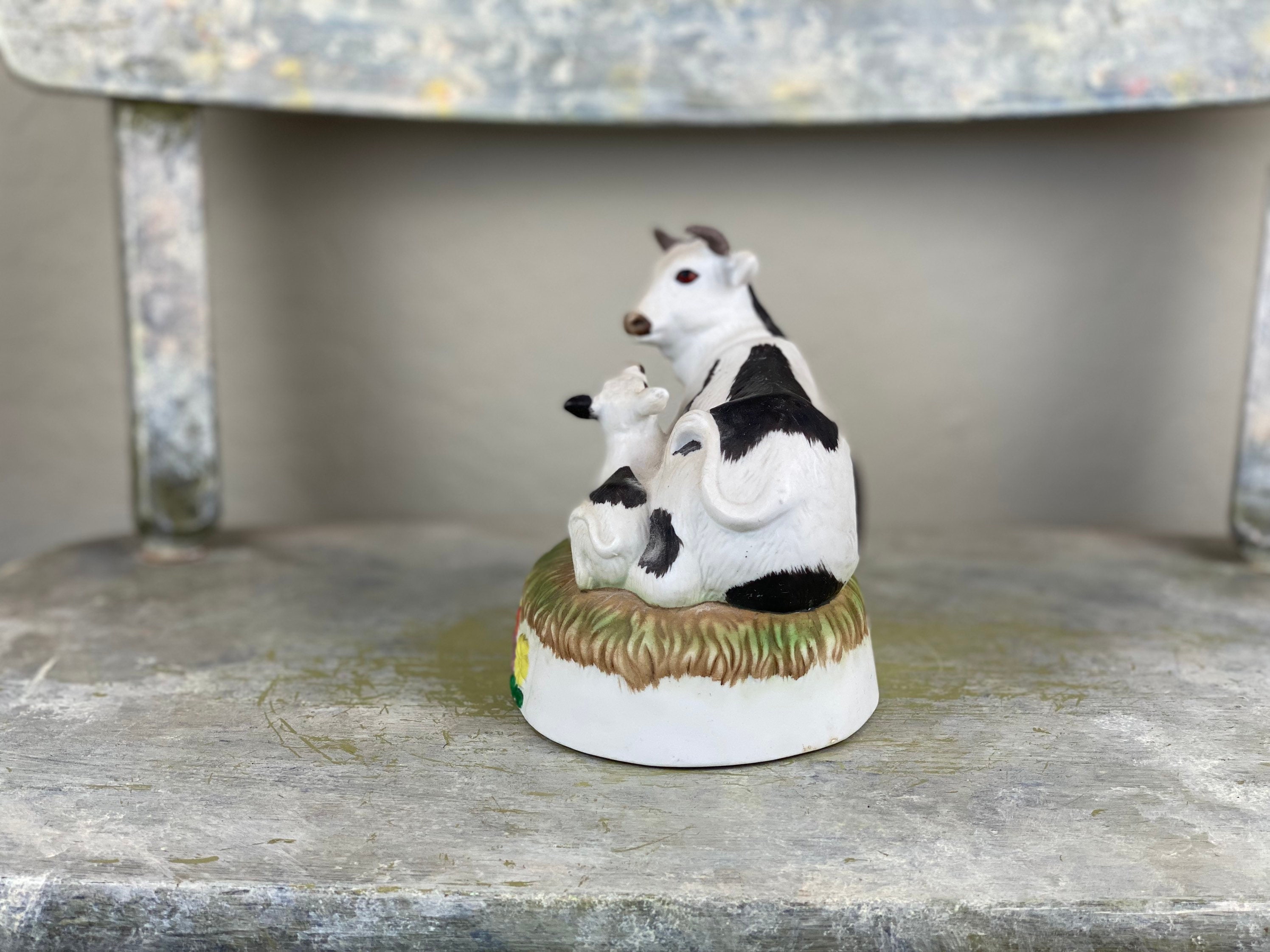 Ceramic Holstein Dairy Cow and Calf Sculpture Table Top - Etsy