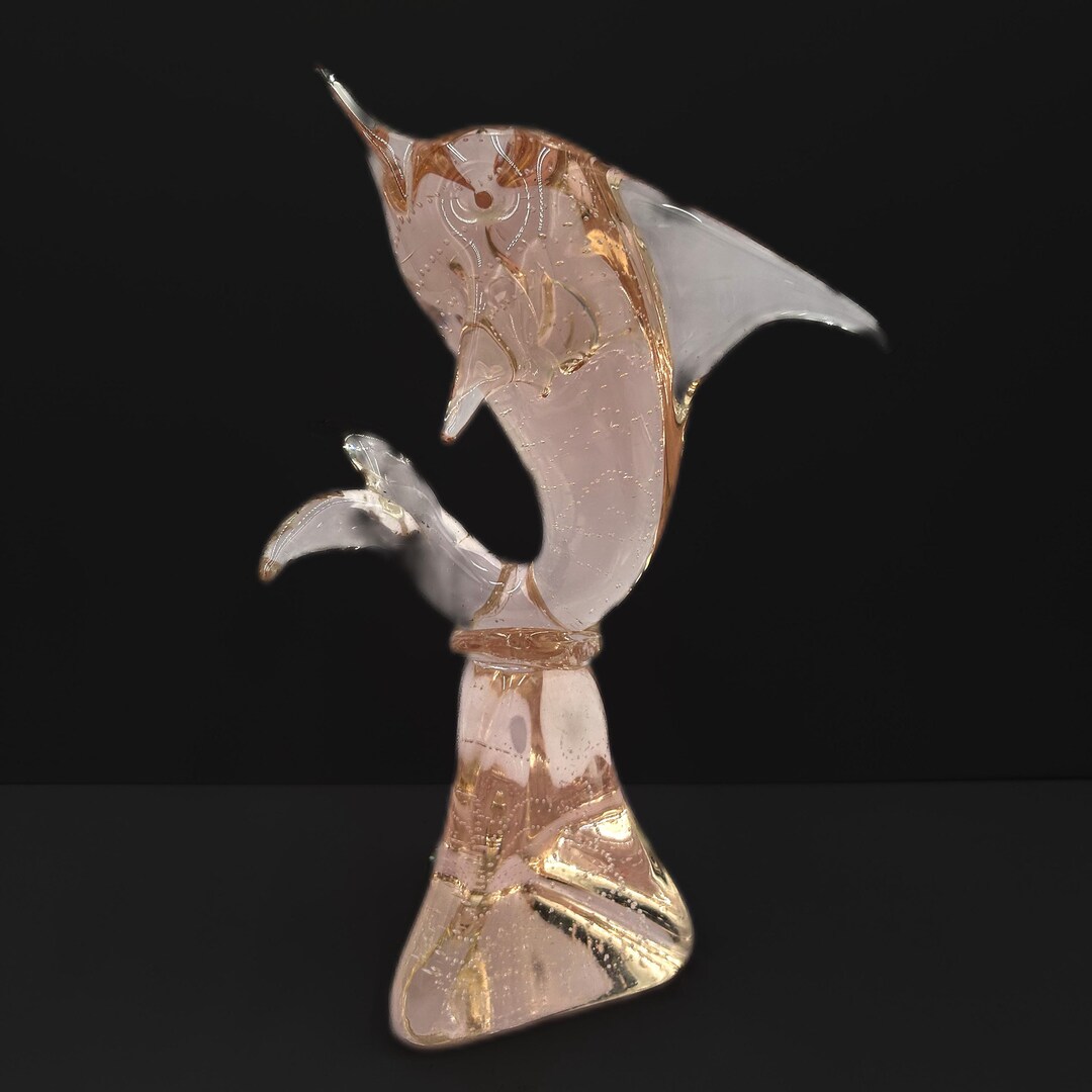 Vintage Large 1960s Hand-blown Pink Glass Dolphin Sculpture With ...