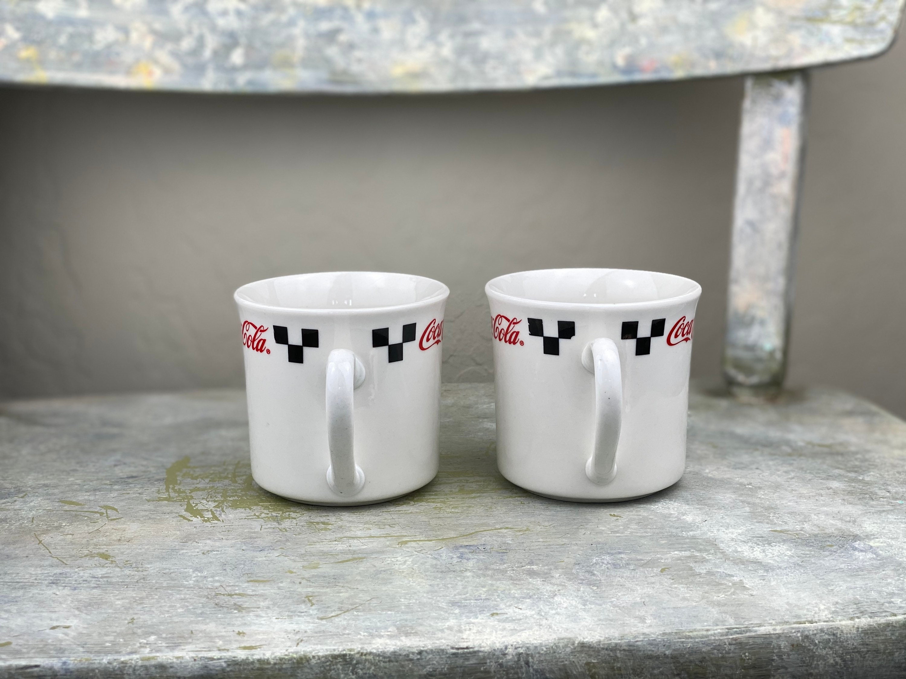 Set of 2 Coca Cola Checker Board Coffee Cup Mug by Gibson | Etsy