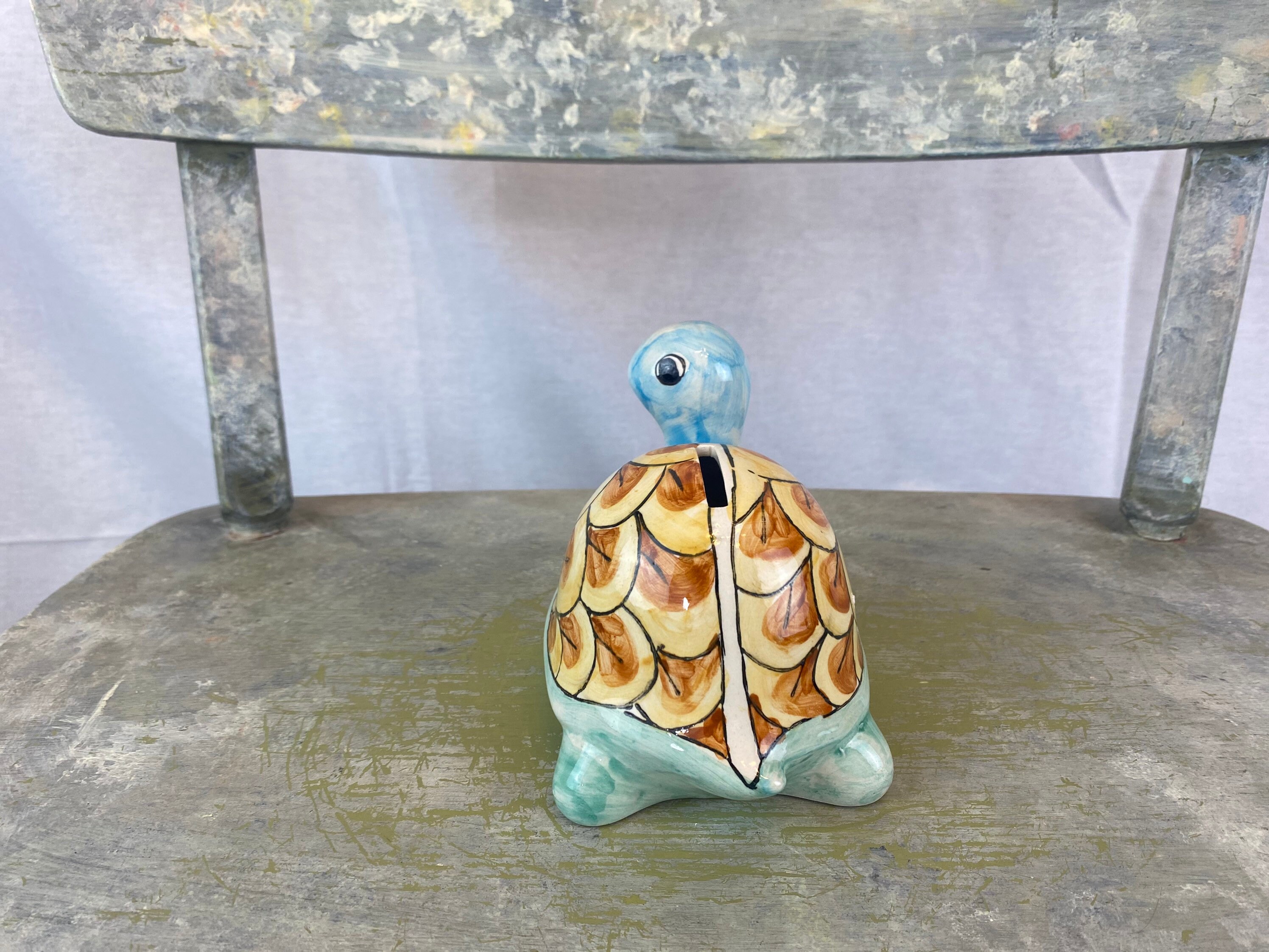Vintage Ceramic Smiling Turtle Bank Hand Painted Coin Bank NO - Etsy