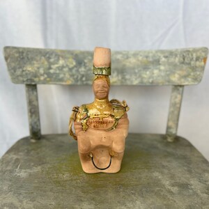 MEXICAN CLAY POTTERY Water Jug Decanter With Cup Vintage Recuerdo De ...