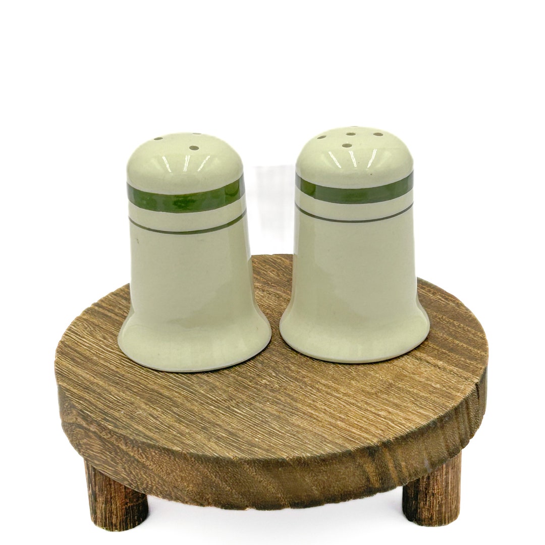 Vintage Restaurant Ware China Hunter Green Strip Salt & Pepper Shaker ...