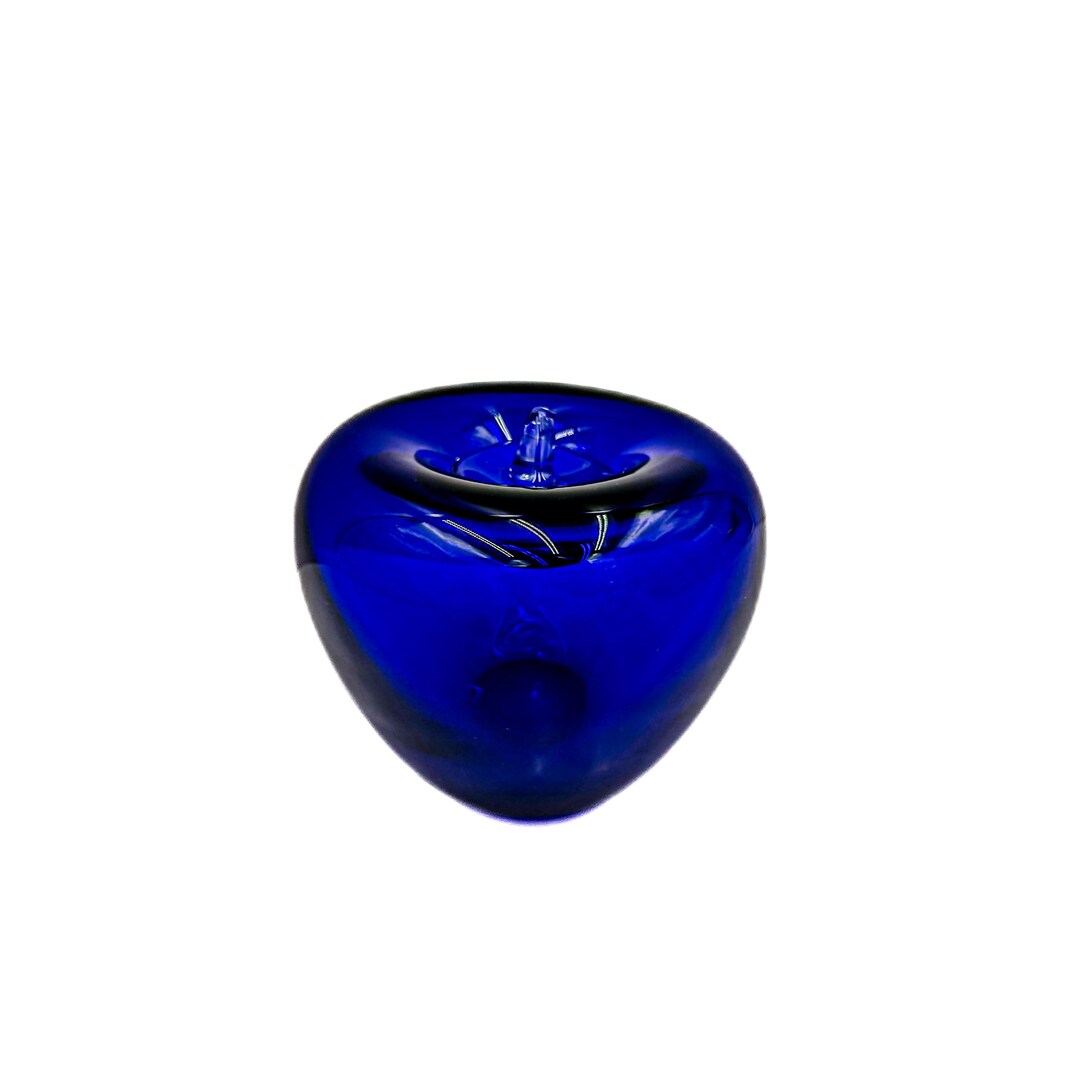 Vintage Cobalt Blue Glass Apple Paperweight - Modern Desk Decor, Unique ...
