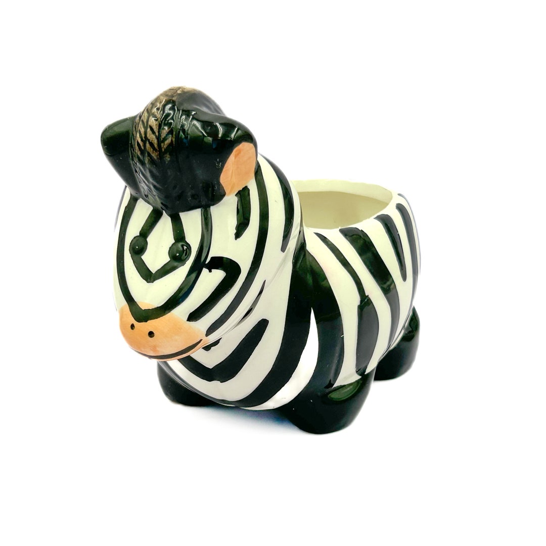 Adorable Whimsical Ceramic Zebra Planter Zebra Animal Planter African ...