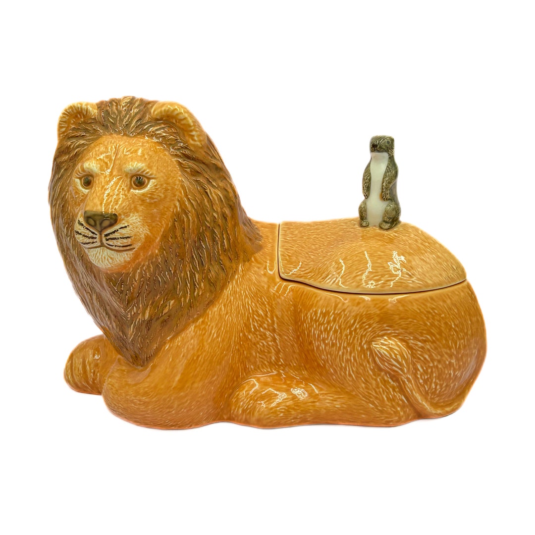 Vintage 1991 H & HD Lion Meerkat Safari Cookie Jar RARE Jungle Cat ...