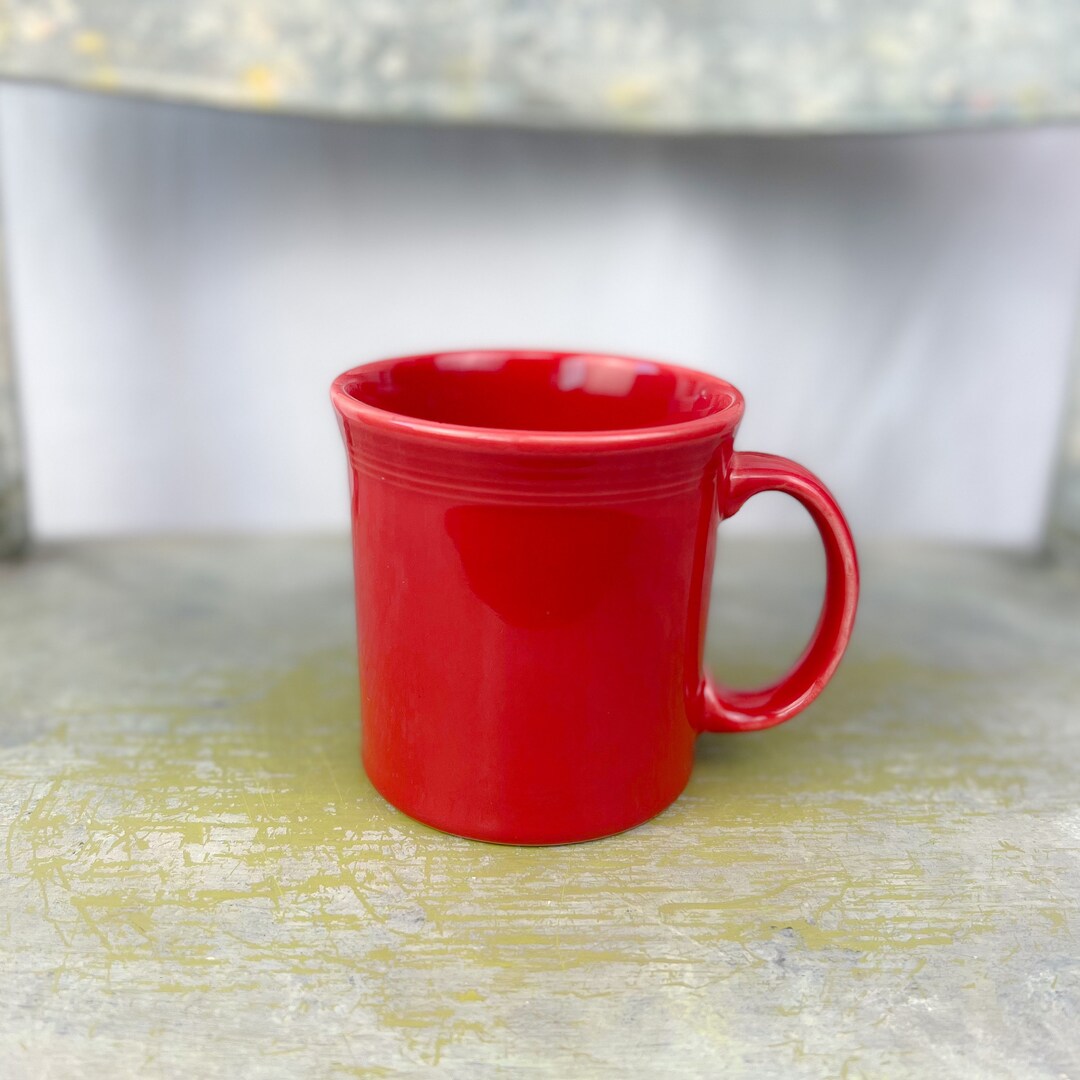 Fiesta Scarlet Red Ceramic Mugs Finger D-ring Handle Vintage Coffee ...