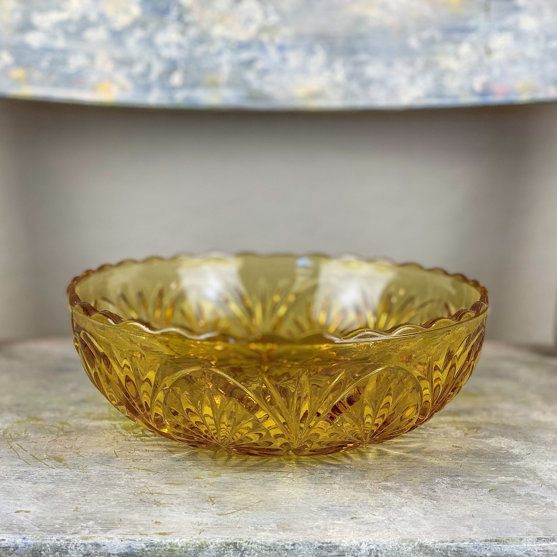 Vintage Indiana Glass Company AMBER Sunburst 8 BOWL W - Etsy