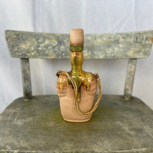 MEXICAN CLAY POTTERY Water Jug Decanter With Cup Vintage Recuerdo De ...