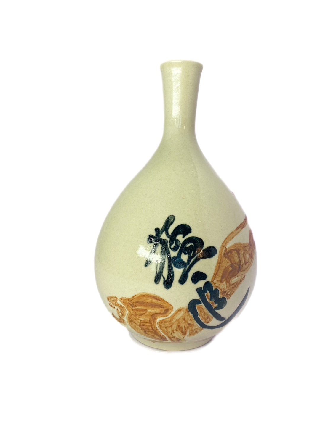 Studio Pottery Hand Painted Lion Vase Signed AW Pottery 10” Tall - Etsy