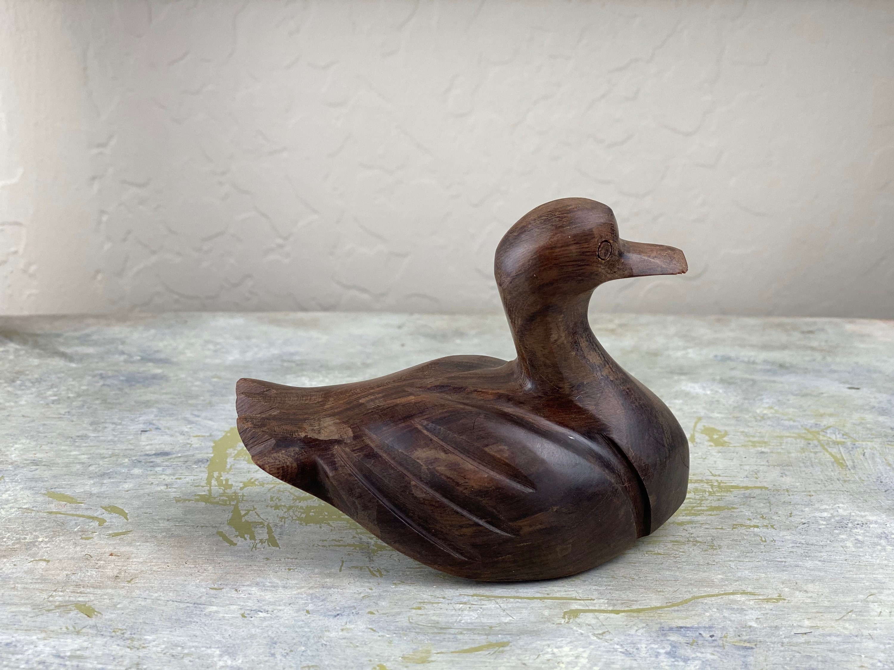 Vintage Carved Duckling Sculpture Hard Striped Wood Duck | Etsy