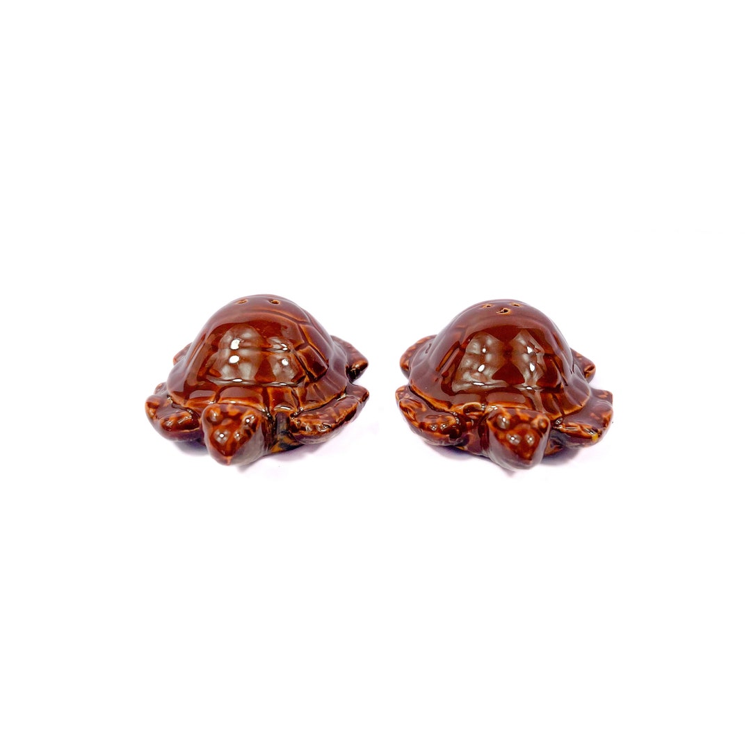 Vintage Brown Glazed Sea Turtle Salt & Pepper Shakers - Desert Tortoise ...