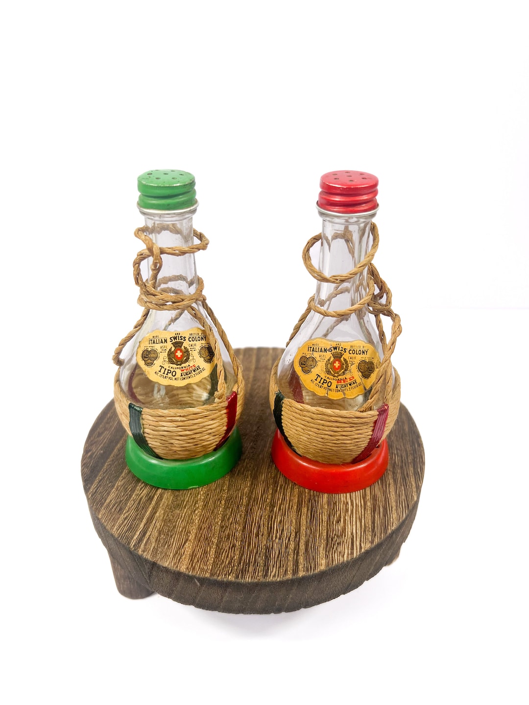 Vintage Italian Swiss Colony California Red Wine Bottle Salt & Pepper ...