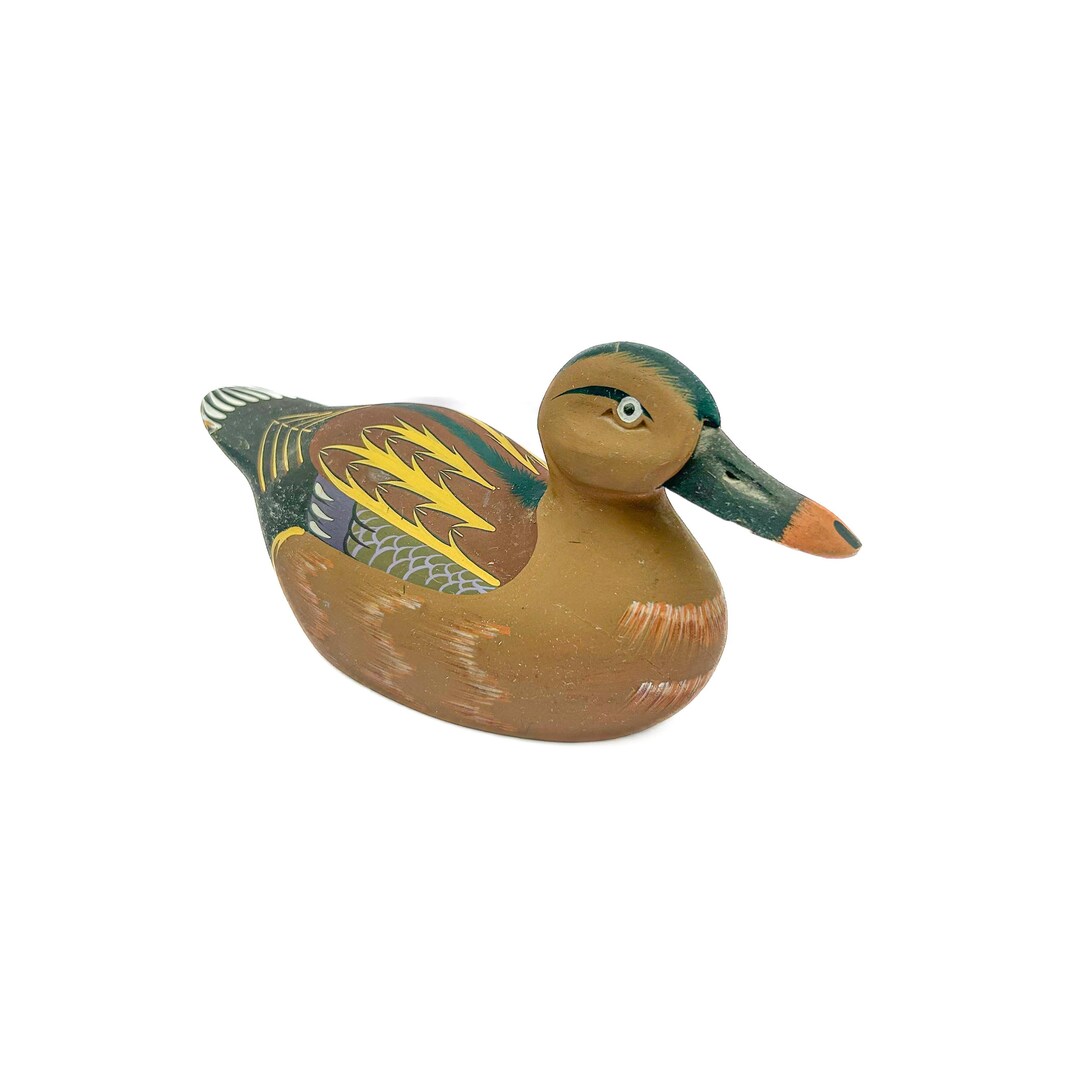 Vintage Wooden Hand Greenwing Teal Hen Duck Decoy, Carved From Wood and ...
