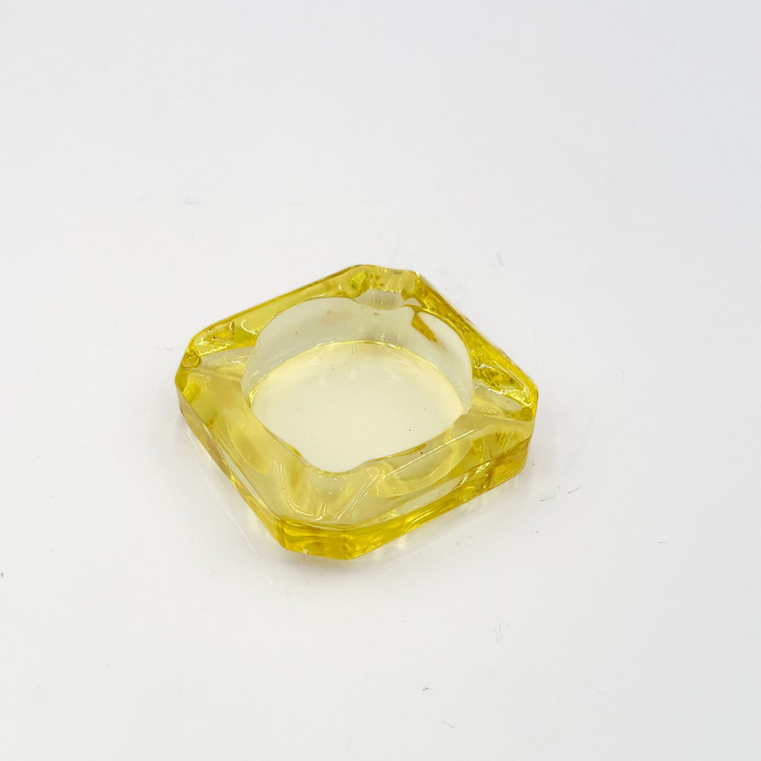 Vintage Classic Yellow MCM Ashtray 70s 80s Circular in Square Thick ...