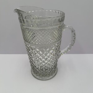 Vintage ANCHOR HOCKING Wexford Crystal Glass Pitcher 64 Oz Diamond ...