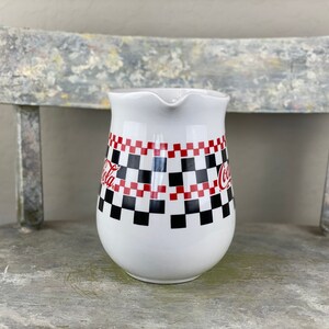 Vintage Coca-cola Ceramic Pitcher 1997 Gibson White Red & Black ...