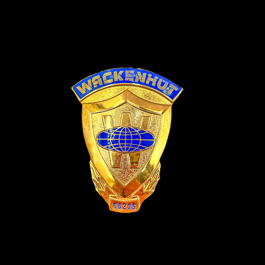 Vintage Wackenhut Security Guard Badge Pin Shield Logo Gold Blue Enamel ...