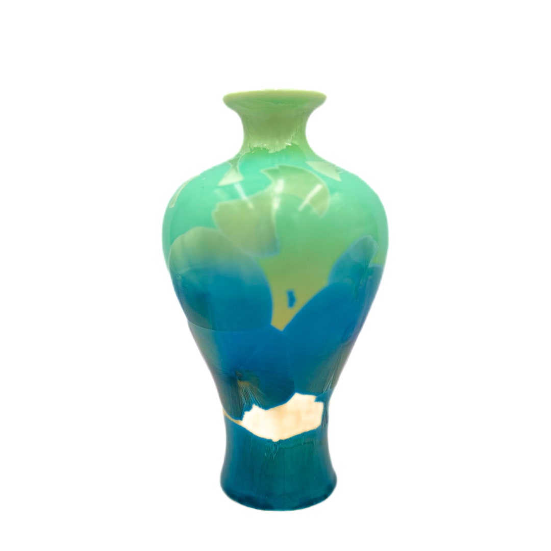 Vintage Mid-century Pearlized Iridescent Vase With Soft and Dark Blues ...