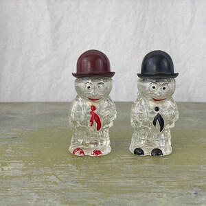 Vintage Glass Japan Made Salt & Pepper Shakers in Shape of Men Top Hats ...