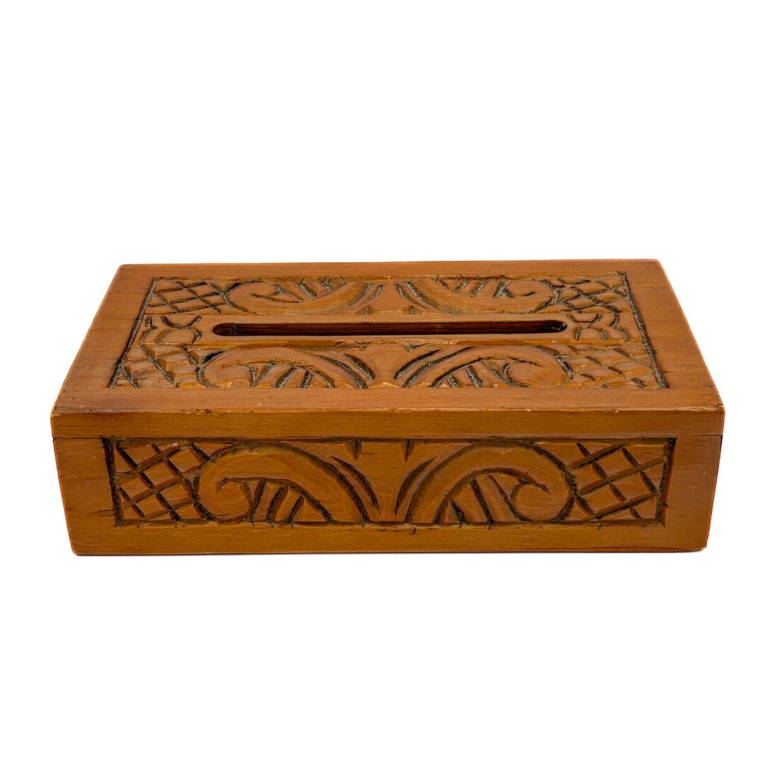 Vintage Hand Carved Spanish Style Wood Tissue Box Cover - Etsy