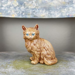 Unsigned Studio Pottery Cat-kitten Figurine Brown Kitten With Green ...