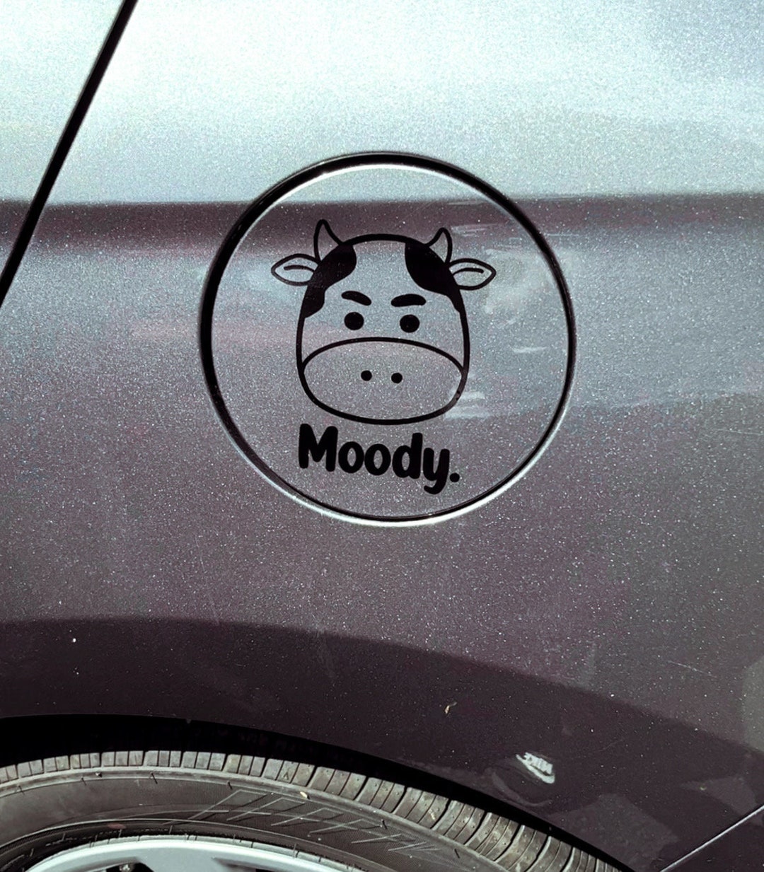 Moody Cow Decal, Trendy Bumper Sticker, Humorous Cow Car Decal, Silly ...