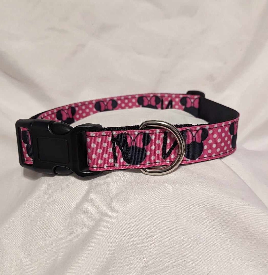 Pink/ White Polka Dot Minnie Mouse Large Dog Collar * 1 Inch * Approx ...